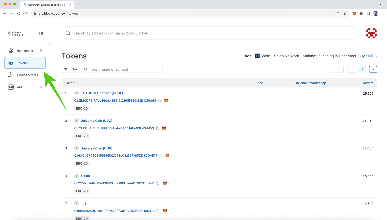 Using the New Blockscout User Interface - Ethereum Classic